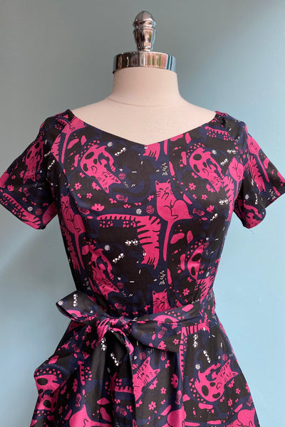 Final Sale Navy and Pink Kitty Cat Maze Bella Dress by Miss Lulo – Modern Millie