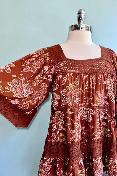 Lace Trim Tiered Top in Rust by Angie – Modern Millie