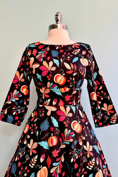 Pumpkins and Leaves 3/4 Sleeve Rounded Neck Dress by Eva Rose – Modern ...