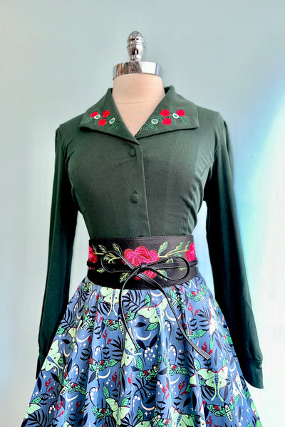 Jazzlyn Green Embroidered Top by Hearts & Roses London – Modern Millie