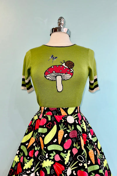 Green Moth Snail and Mushroom Knit Pullover Sweater by Voodoo Vixen ...